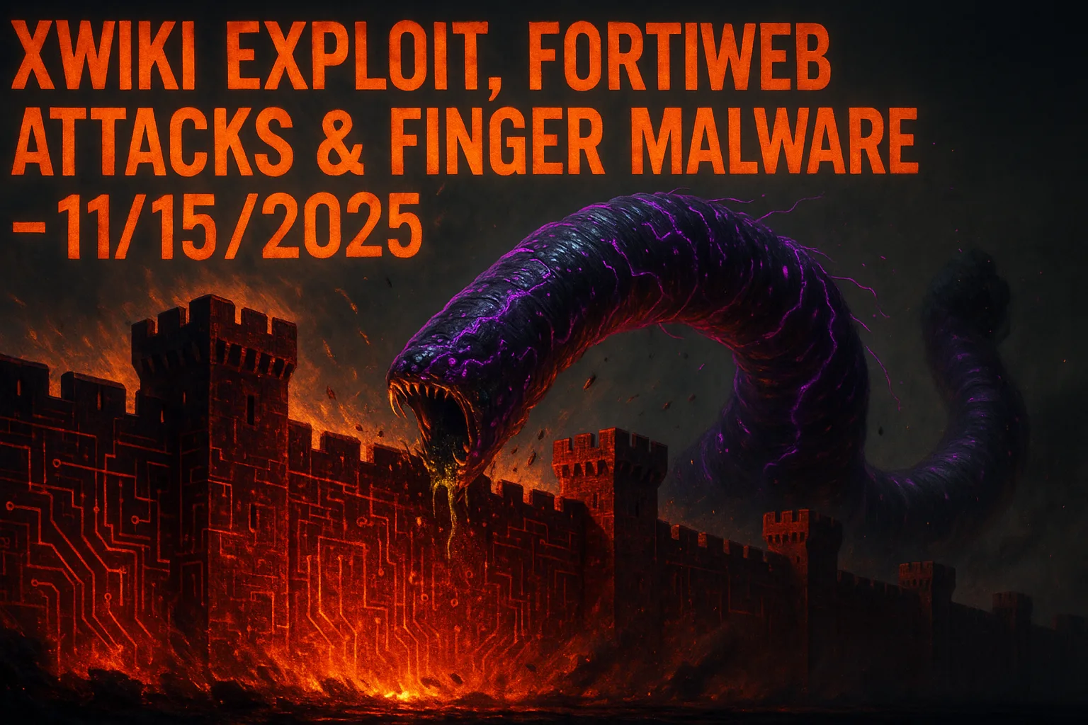 XWiki Exploit, FortiWeb Attacks & Finger Malware - 11/15/2025 - Grab The Axe